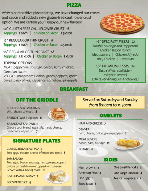 Bar Menu | Champions Riverside Resort