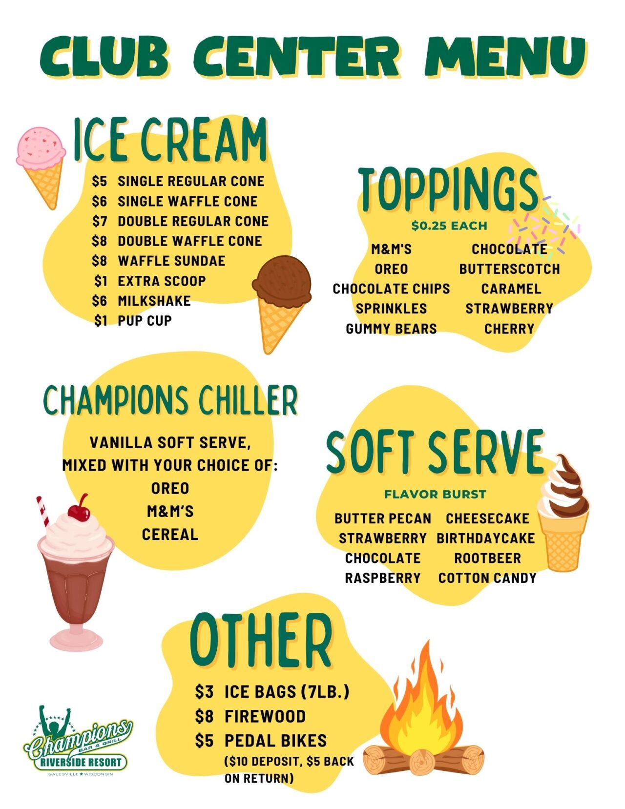 Bar Menu | Champions Riverside Resort